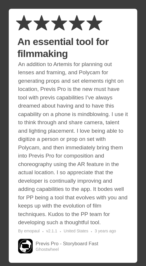 Previs Pro - Storyboard Fast review on Mac App Store