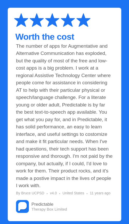 Predictable review on iOS App Store